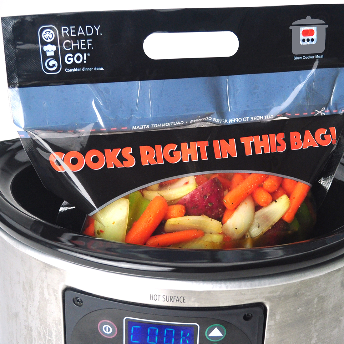 12" x 9.5" + 4"BG + 2"LP Ready. Chef. Go!® Slow Cooker Bag, 250/CS | LK ...