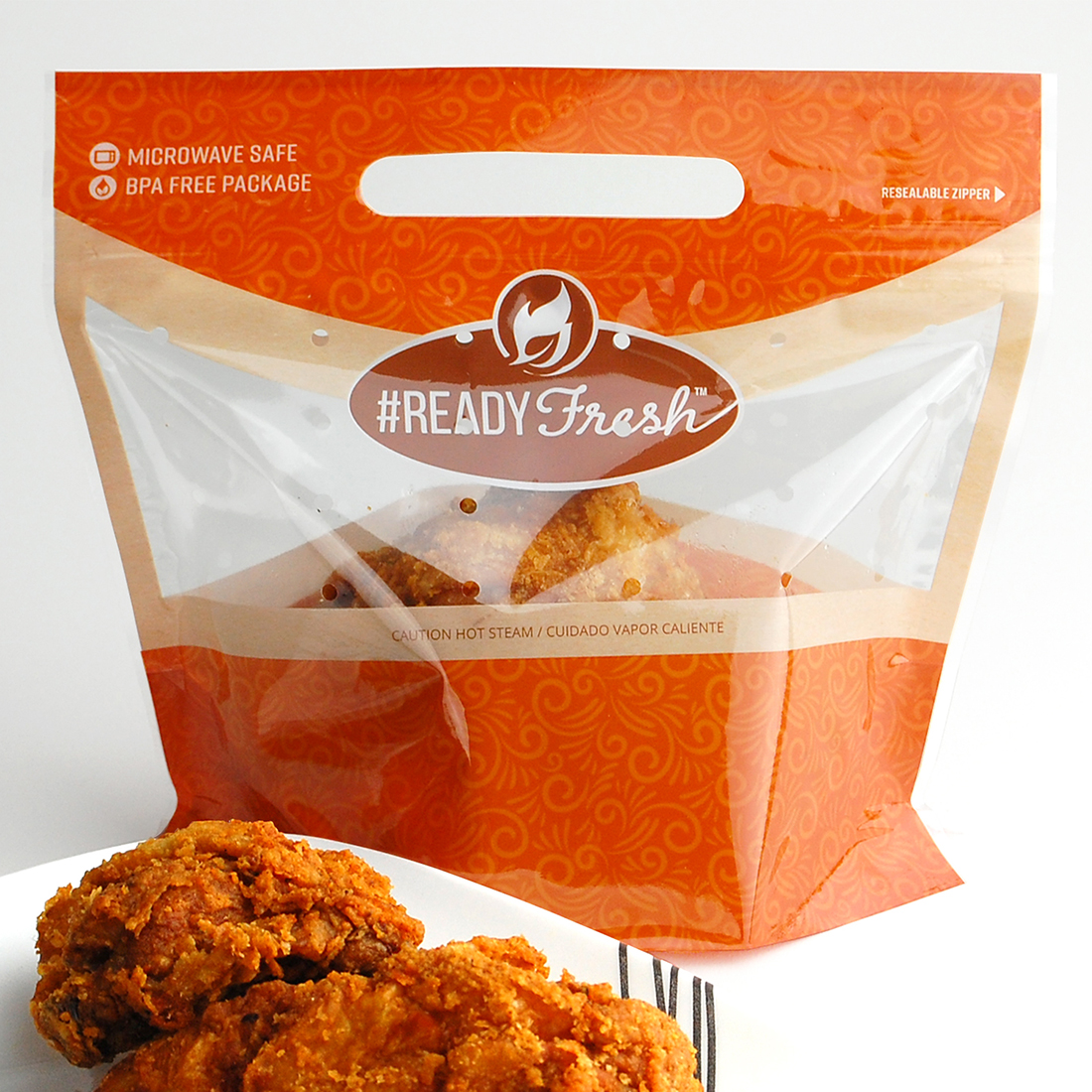9" x 8" + 5"BG 2.6 mil #ReadyFresh® Grab-N-Go Pouch -- 4 Piece Chicken ...